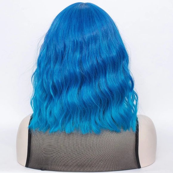 Sheer Beauté & Jewelry | Hair | Ocean Blue Wavy Hair Wig With Bang ...